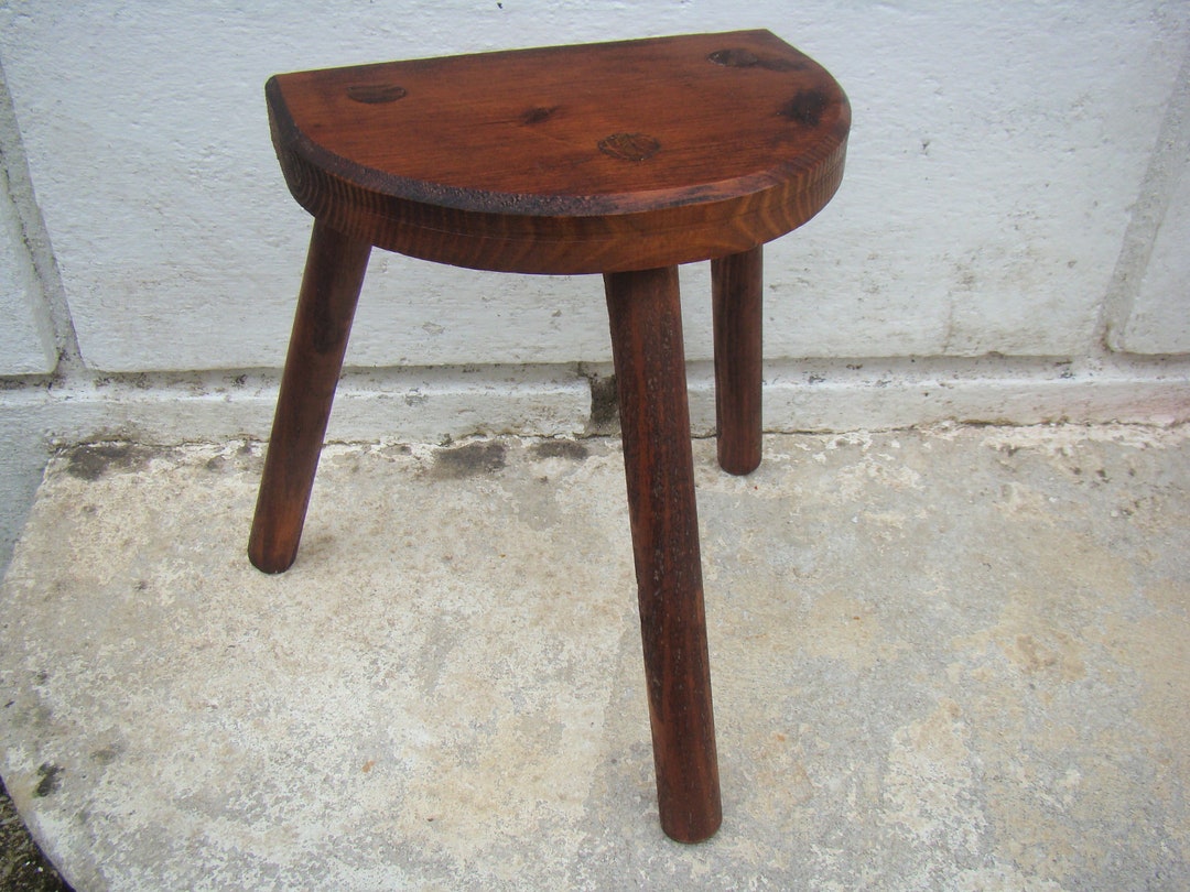 Vintage French 1950s Beautiful Solid Oak Wood French Farm Stool ...