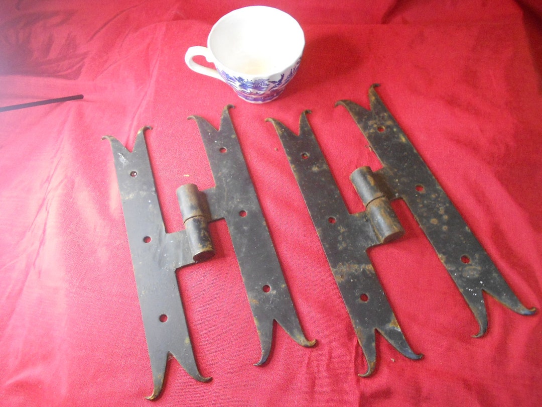 Large Vintage Hinges Pair of Gate or Door French Steel Decorative Ideal Garden or Garage Garden ...