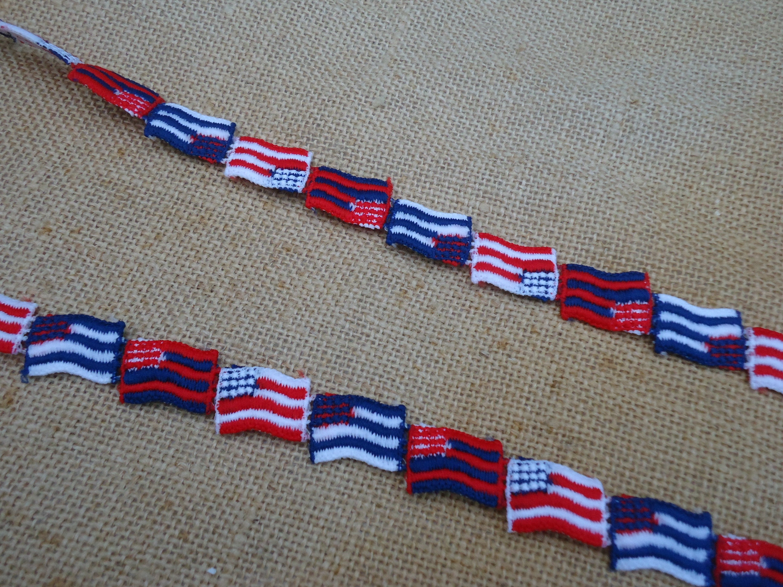 USA Flags Braid Very Unusual Vintage French Cotton Braid in - Etsy India