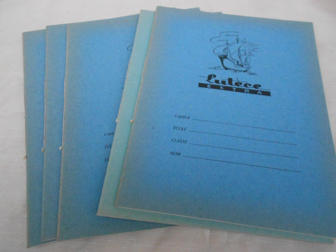 Old French Exercise Book From 1950s Lined Paper Sewn Binding Vintage ...