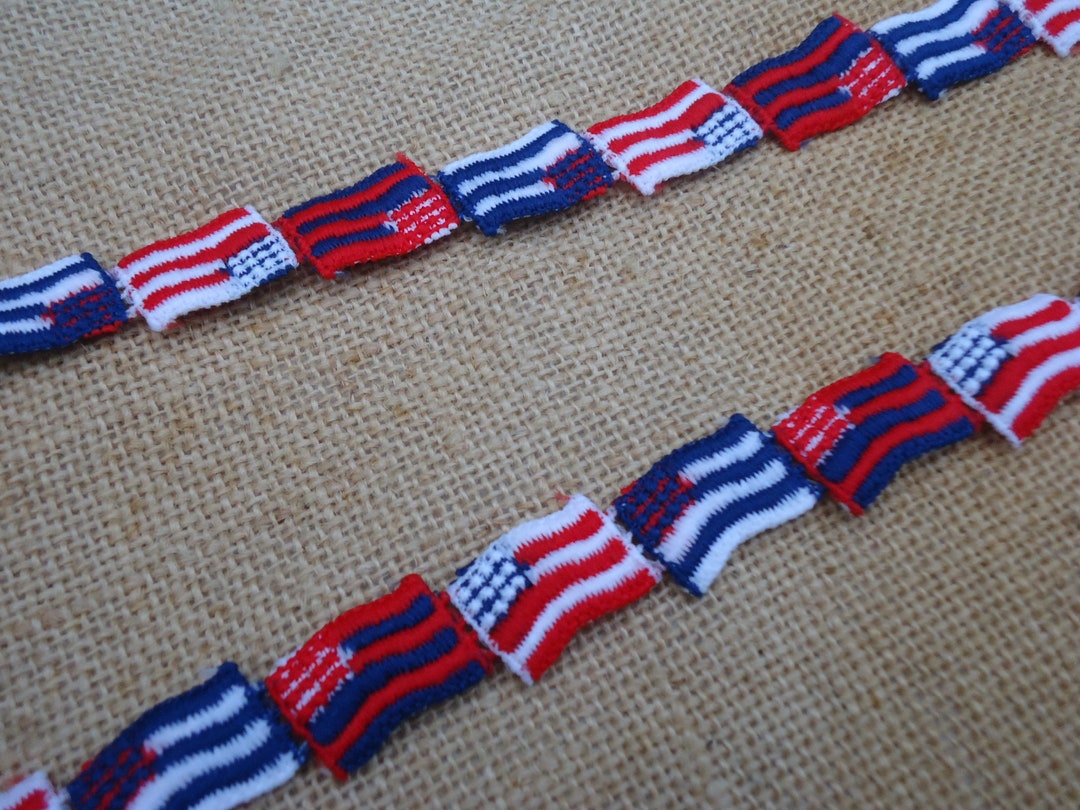 USA Flags Braid Very Unusual Vintage French Cotton Braid in the Shape ...