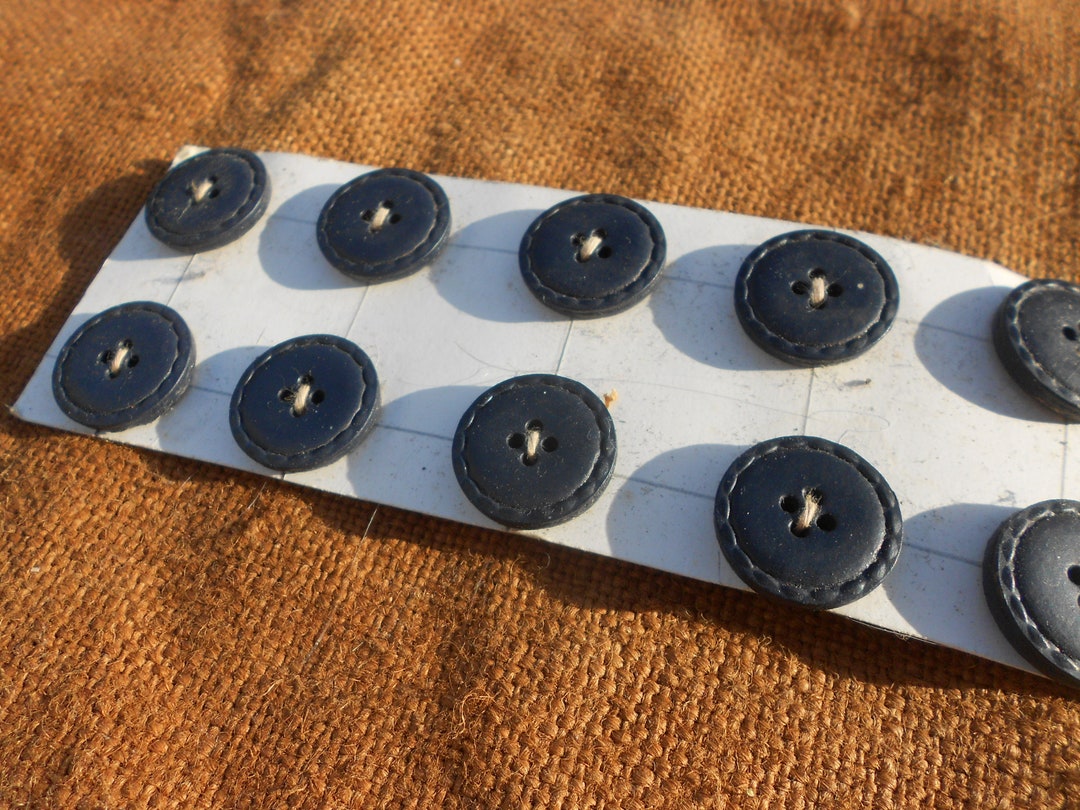 Set of 10 Unusual Dark Blue Vintage French Buttons 2 Hole Sew Through ...