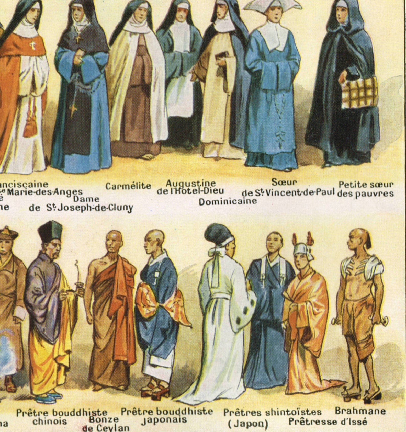 Original French Larousse Print Lithograph Religious Costume | Etsy
