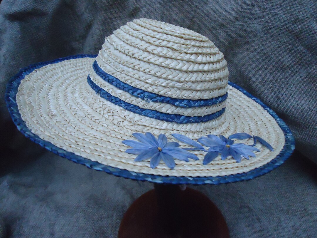 Childs Straw or Sennit Boater Vintage French Traditional Style Hat in ...
