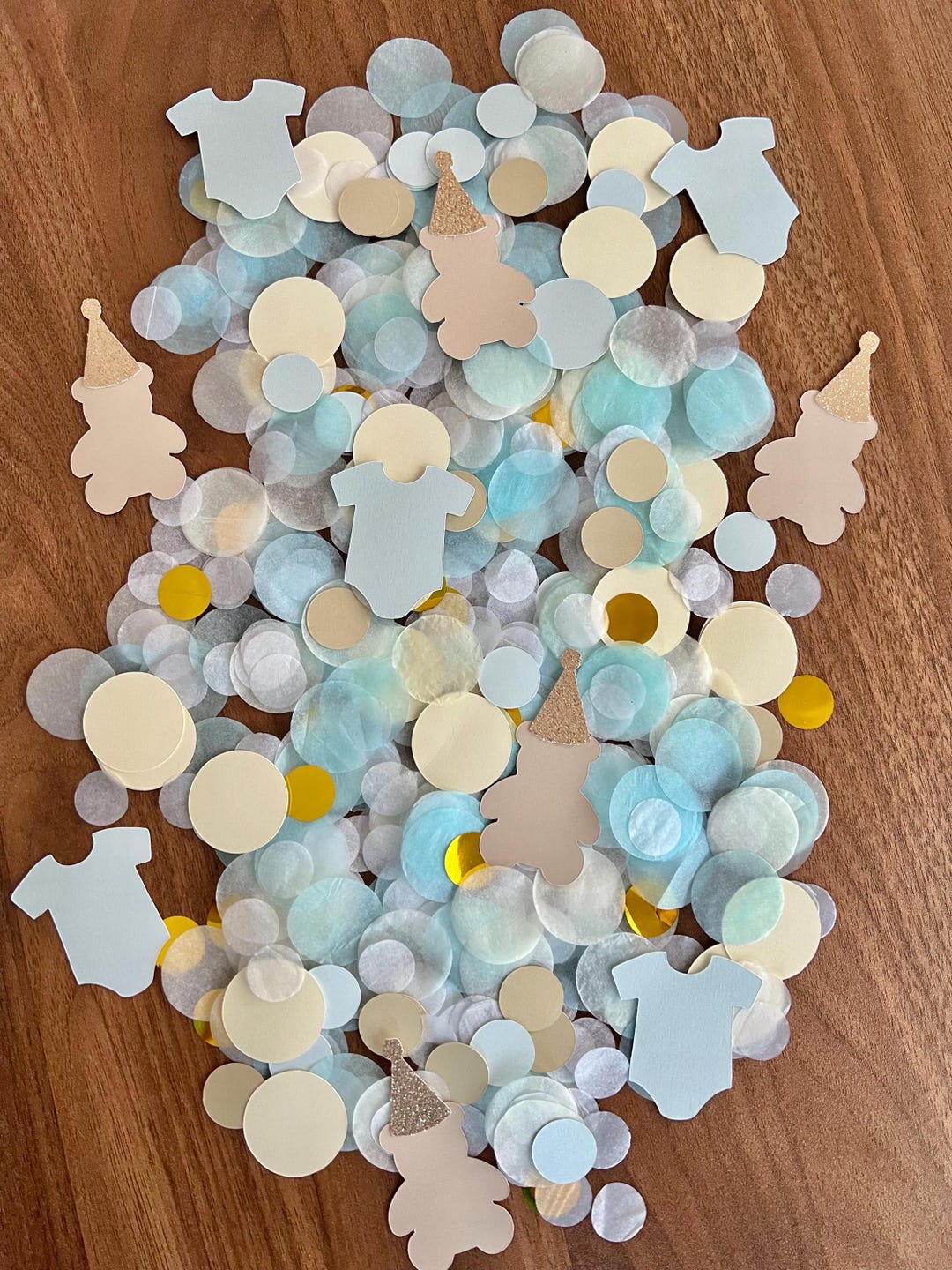 Teddy Bear Confetti: Blue and Cream Baby Shower Decor We Can Bearly ...
