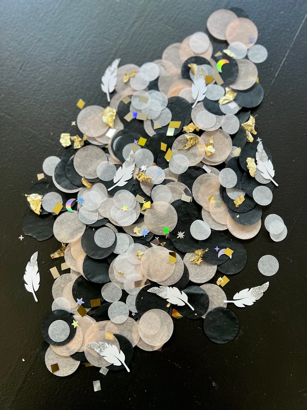 TTPD Party Confetti: Black, Silver, Gold With Feather Accents - Etsy
