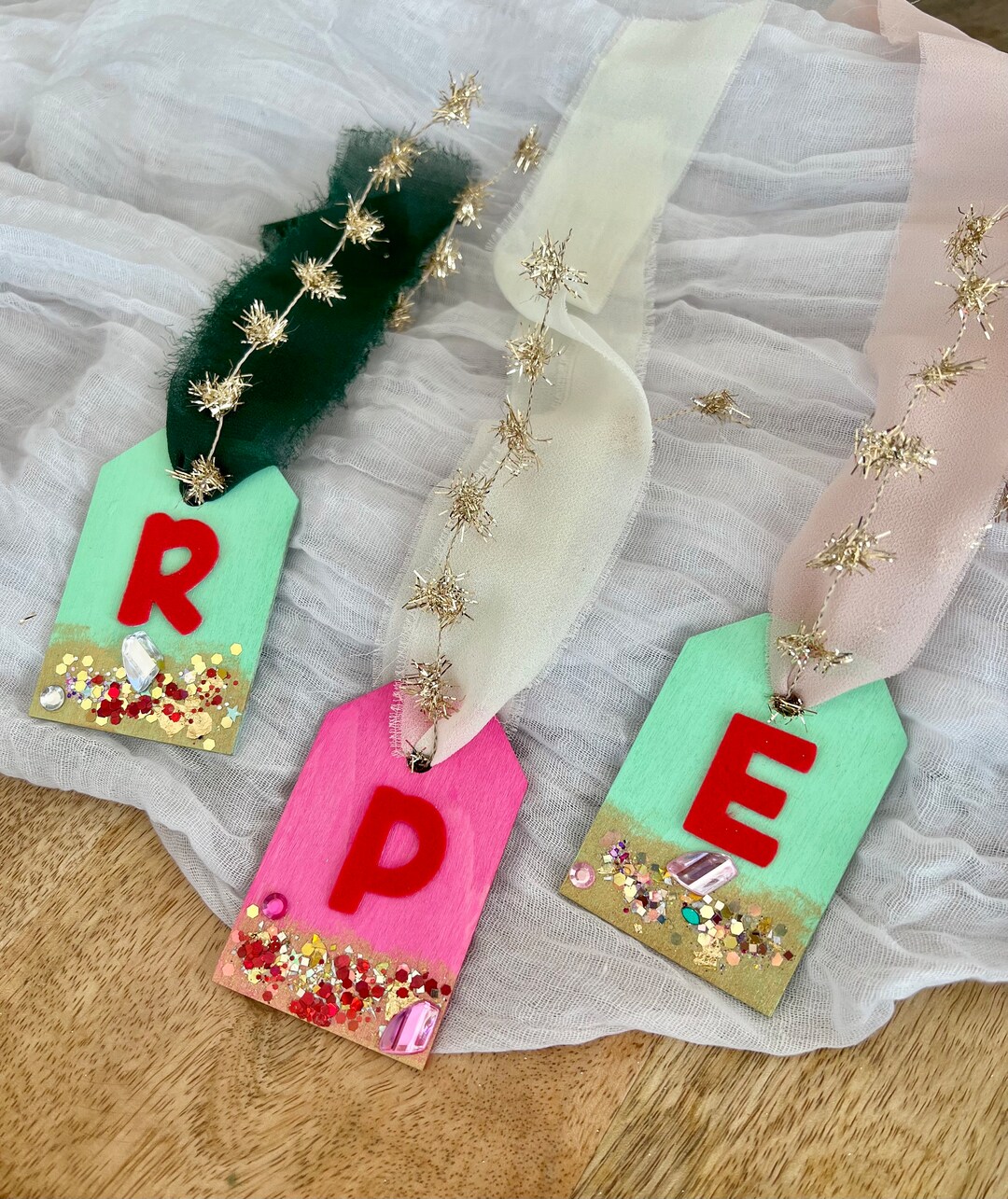 Personalized Name Tags, Girly Glittery, Valentines Reusable Gift Tag ...