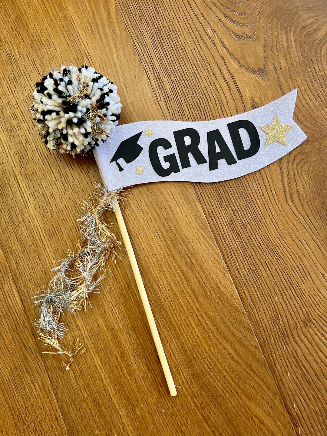 Graduation Pennant Flag, Grad Felt Flag, Black and Gold Preschool ...