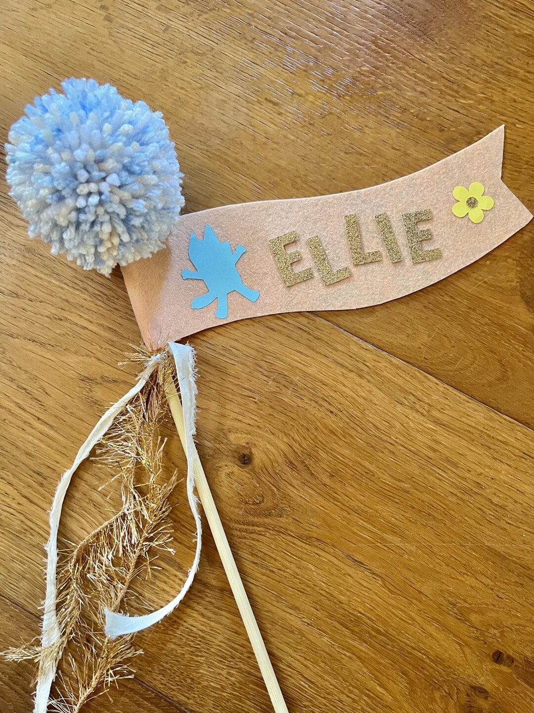 Bluey Felt Pennant Flag Personalized Name Blue Dog Girly Party Wand ...