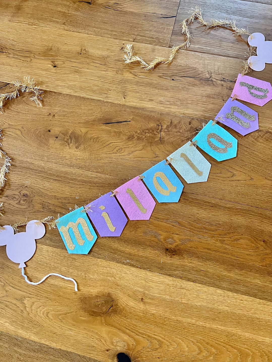 Disneyland Name + Land Personalized Banner Vintage Mouse Decor Happiest ...