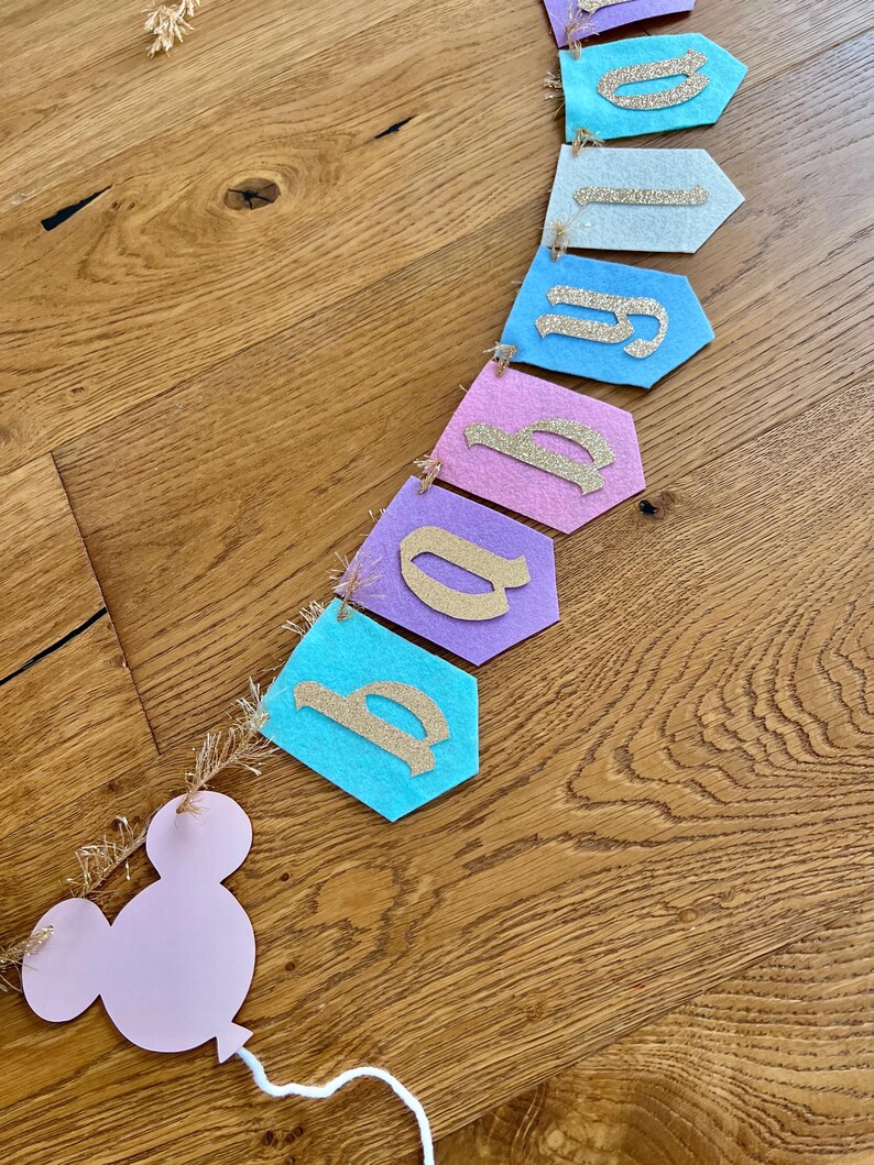Pastel Disneyland Babyland Banner Baby Shower Vintage Mouse Decor ...
