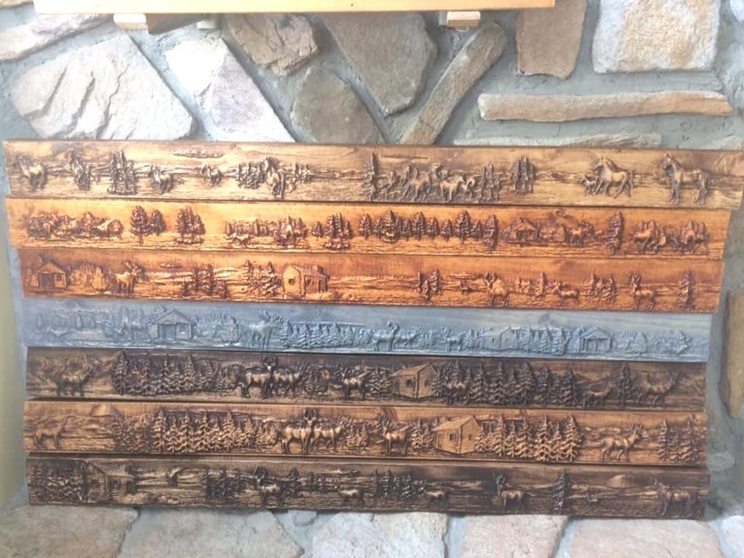Custom Wood Carving – Fighting Moose Scene, Chair Rail Trim (48"l) - Etsy