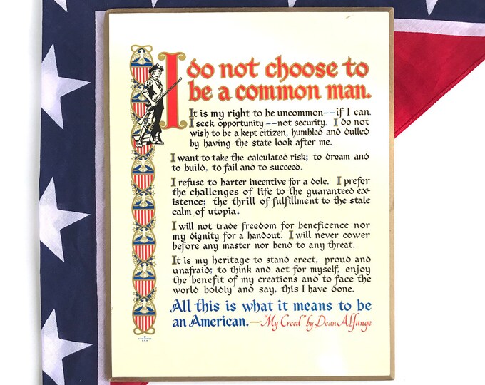 Vintage My Creed by Dean Alfange Plaque - Etsy