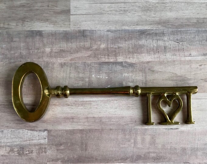 Vintage Large Brass Key, Large 13 Brass Key, Vintage Brass Skeleton Key ...