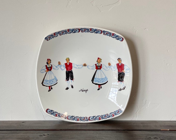 Figgjo Design Plate, Mid Century Figgjo Flint Hardanger Dancers 9.5 ...
