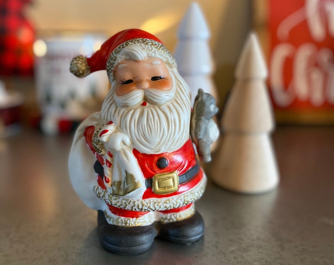 1970's Santa Piggy Bank, Vintage 1970's Homco Santa Bank Figurine, Mid ...