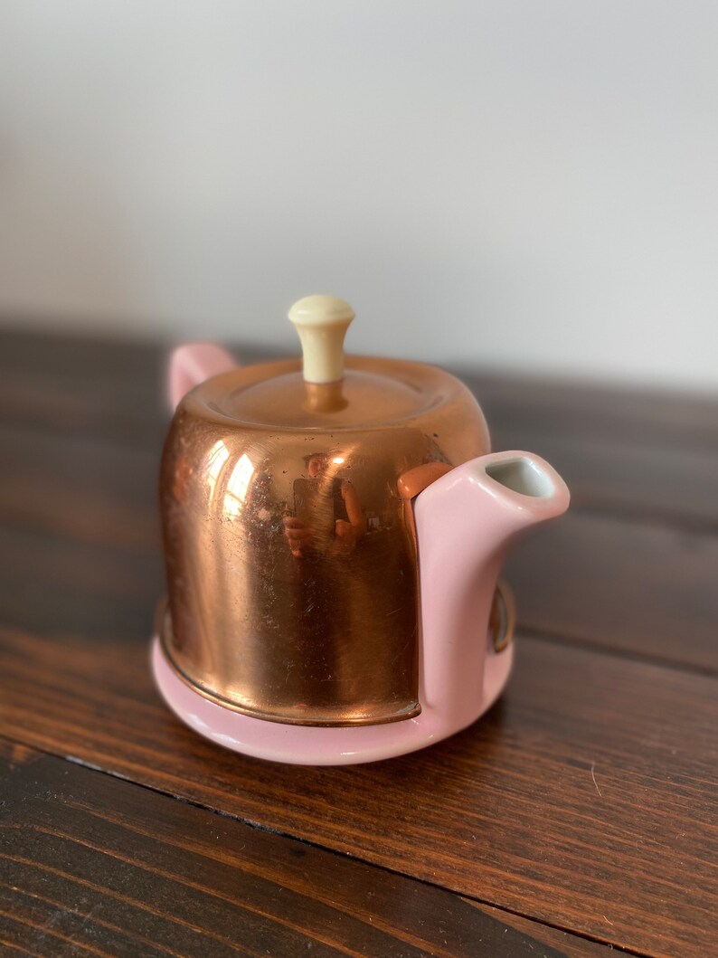 Vintage Hall China Pink Mini Teapot / Creamer With Copper - Etsy