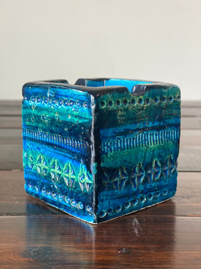 Rare Bitossi Cube Ashtray Mid Century Bitossi Rimini Blue - Etsy