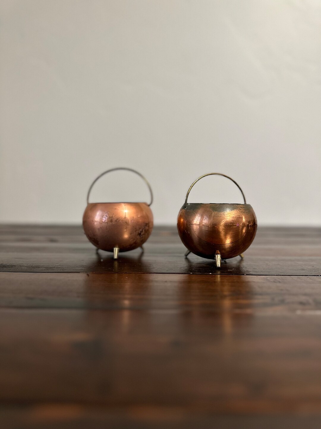 Vintage Copper Craft Guild Footed Pots, Copper Craft Guild Planters ...