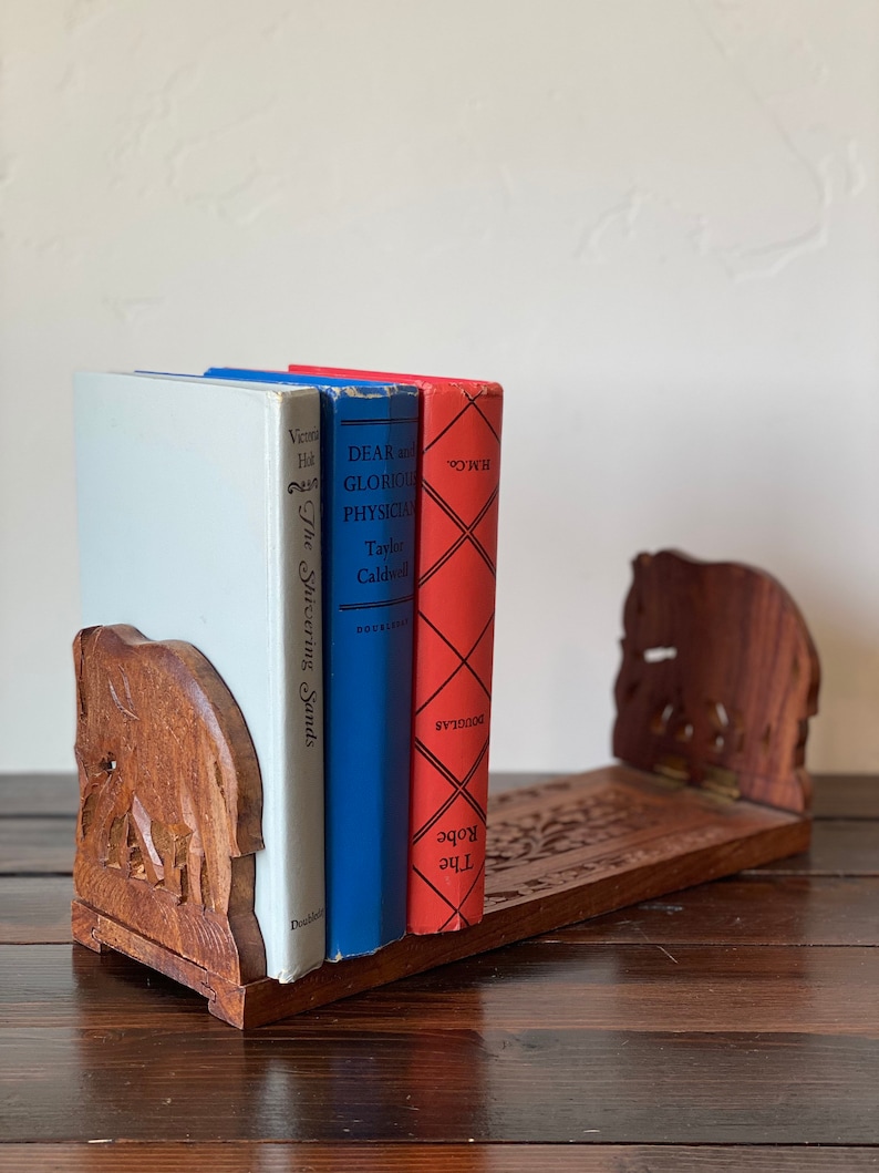 Vintage Carved Wooden Book Holder Expandable Wooden Book - Etsy