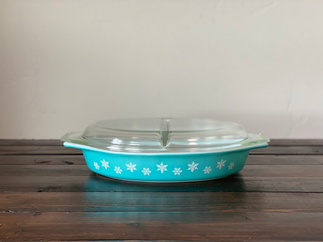 Vintage Pyrex Snowflake Turquoise Covered Casserole Mid - Etsy