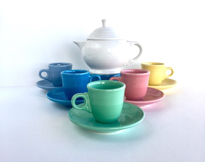 Vintage Fiestaware 12 Piece Tea Set, Vintage Fiesta Tea Set With 5 Cups ...