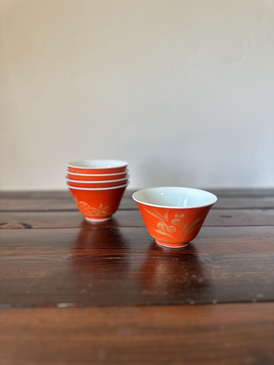 Vintage Chinese Porcelain Saki Cups Set of 5, Hand Painted Signed ...