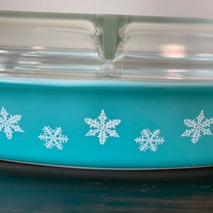 Vintage Pyrex Snowflake Turquoise Covered Casserole Mid - Etsy