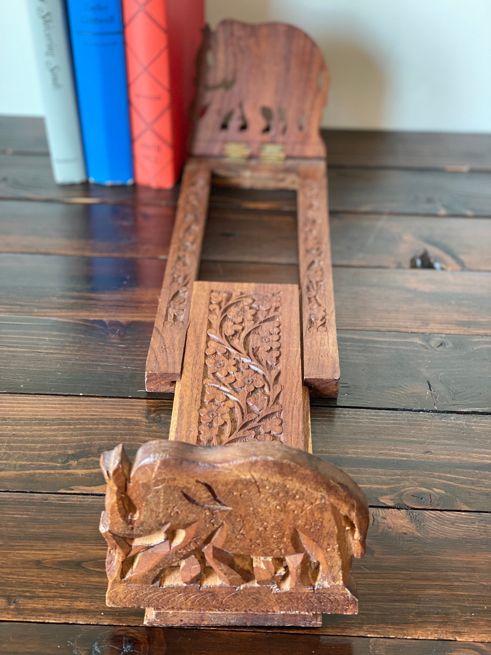 Vintage Carved Wooden Book Holder Expandable Wooden Book - Etsy
