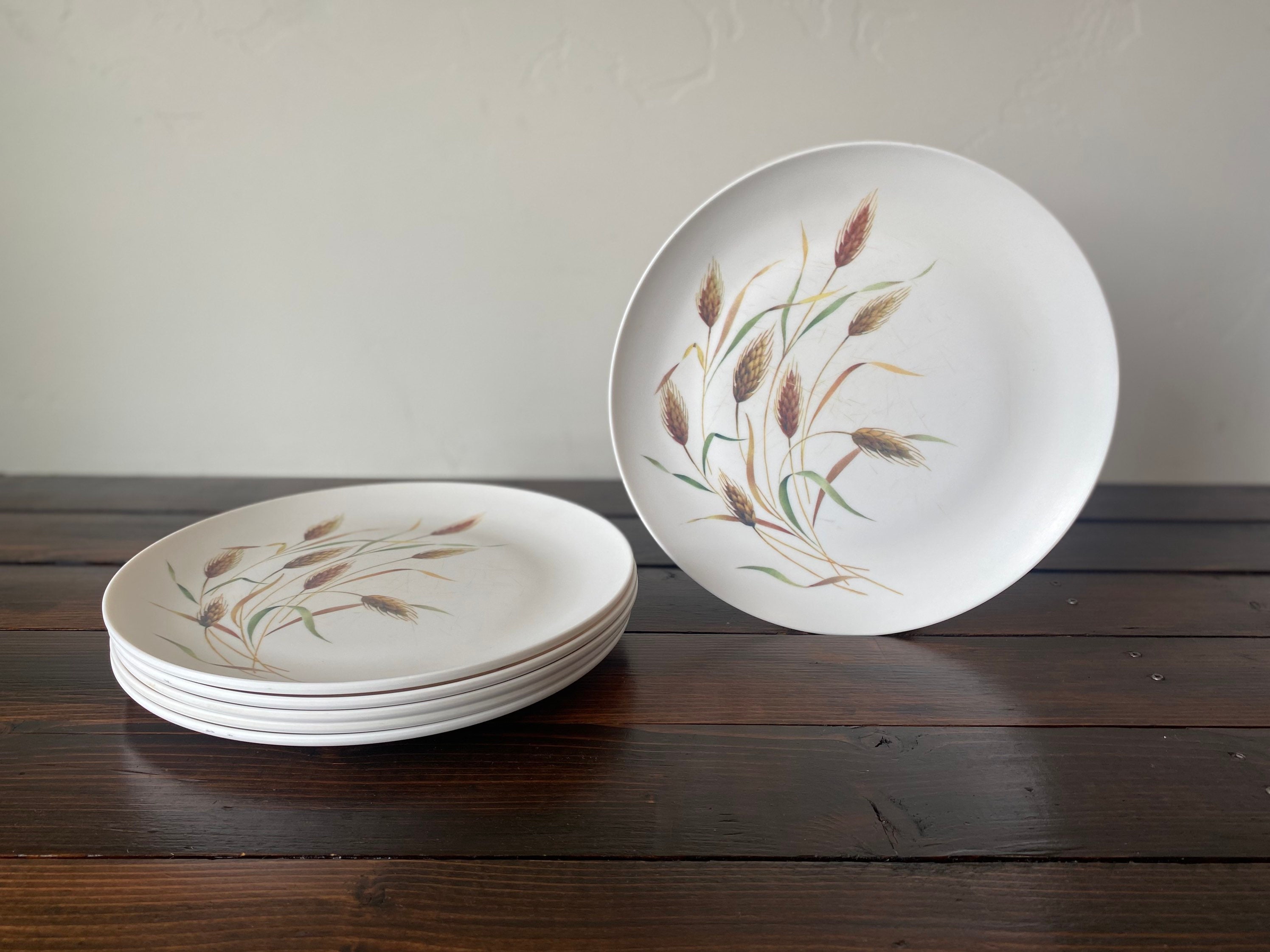 Mid Century Boontonware Wheat Dinner Plates Modern Vintage | Etsy