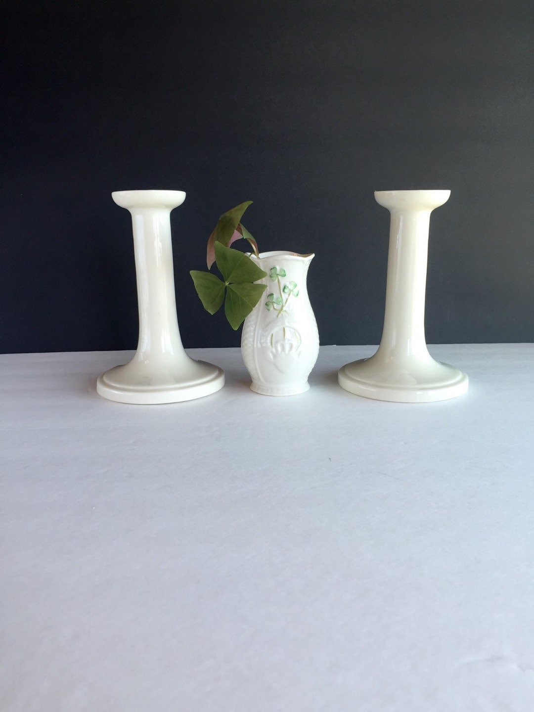 Early 1900's Lenox Belleek Candlestick Holders, Antique Lenox Belleek ...