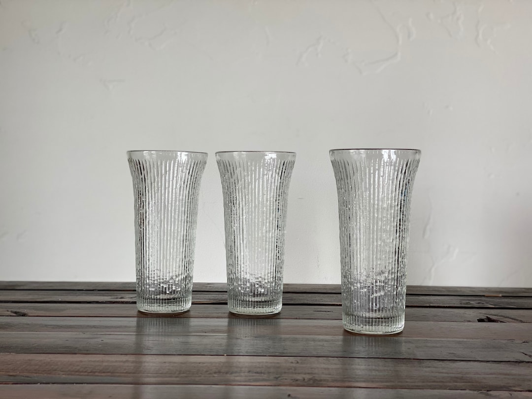 Vintage Modern Ice Glass Highball Glasses, Vintage Jeannette Finlandia ...