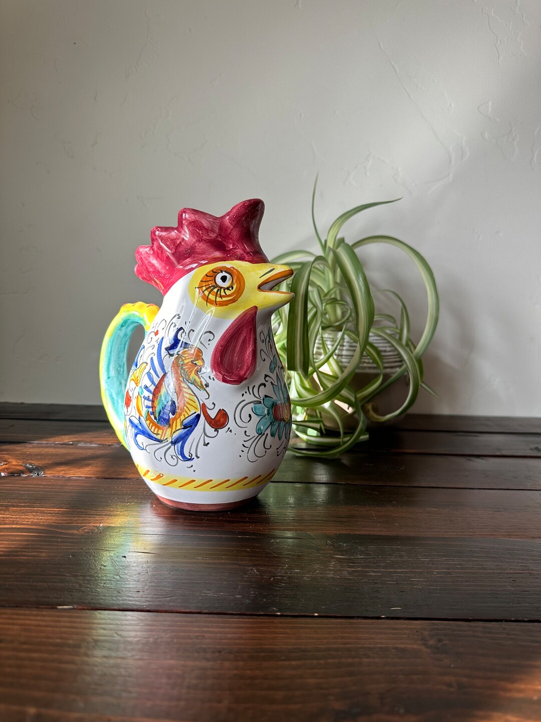 Discontinued Rooster Pitcher by Williams Sonoma, Deruta Style Hand ...