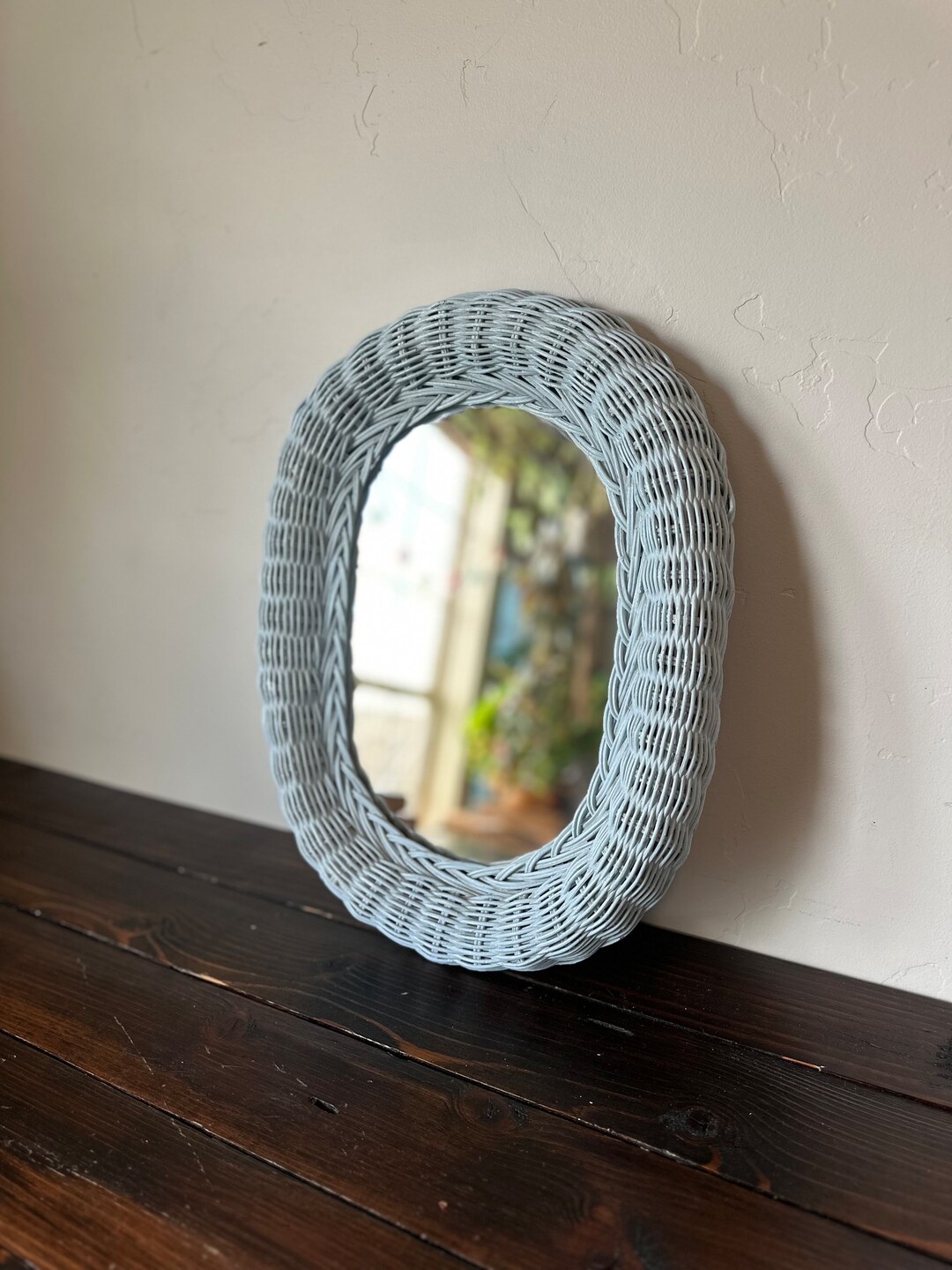 80s Wicker Mirror, Retro 80's Wicker Wall Mirror, Boho Wicker Mirror - Etsy