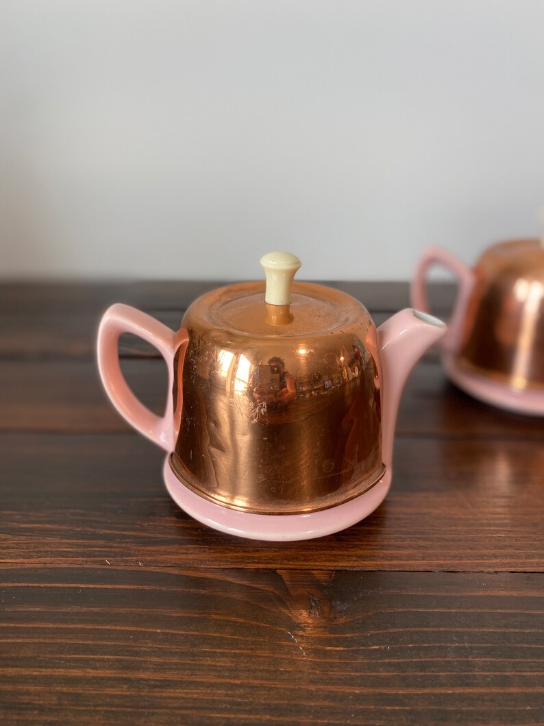 Vintage Hall China Pink Mini Teapot / Creamer With Copper - Etsy