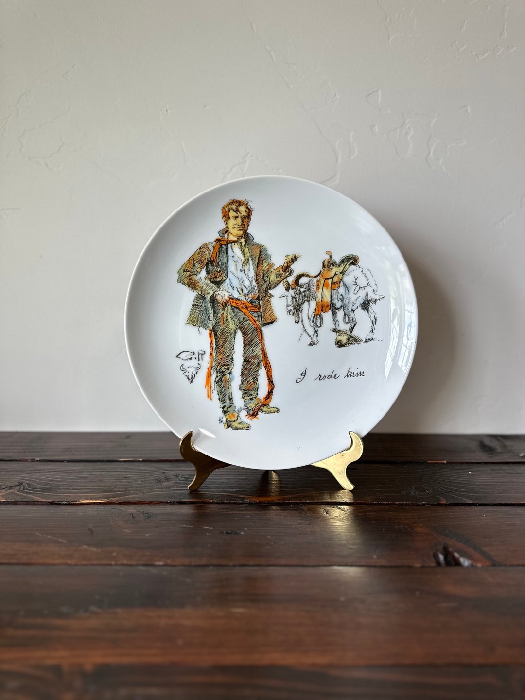 Rare Charlie Russell Collectible Plate, Vintage CM Russell 'I Rode Him ...