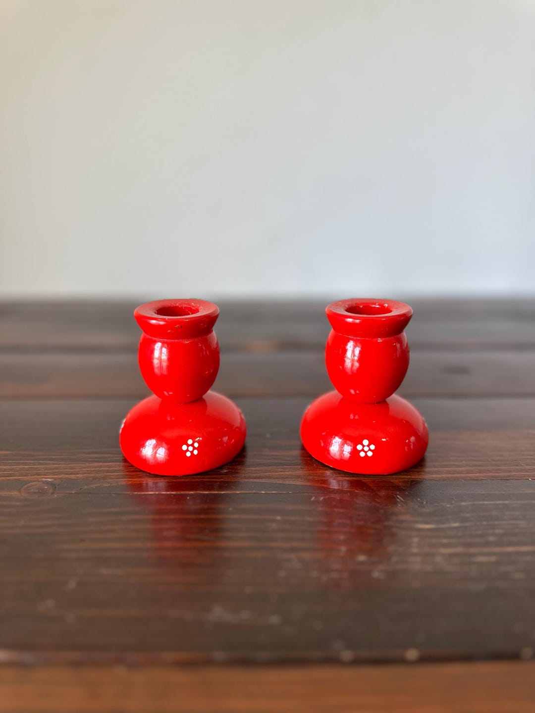 Vintage Swedish Style Red Candle Holders, Vintage Red Swedish Modern ...