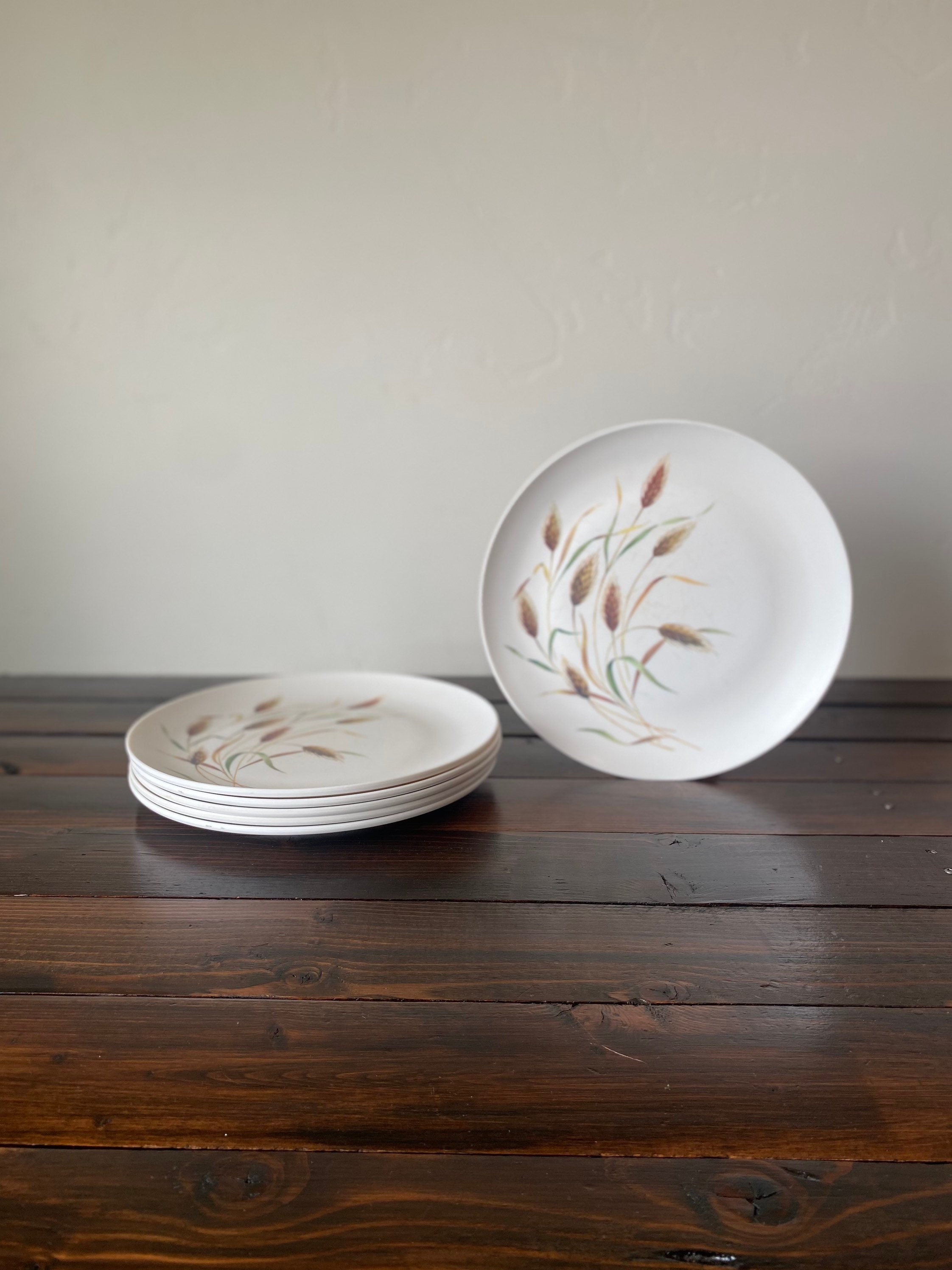 Mid Century Boontonware Wheat Dinner Plates Modern Vintage | Etsy