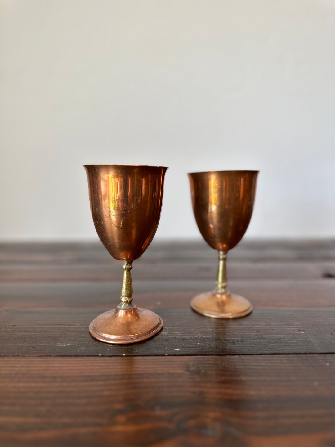 Vintage Copper Wine Goblets, Vintage Copper and Brass Stemmed Goblets ...