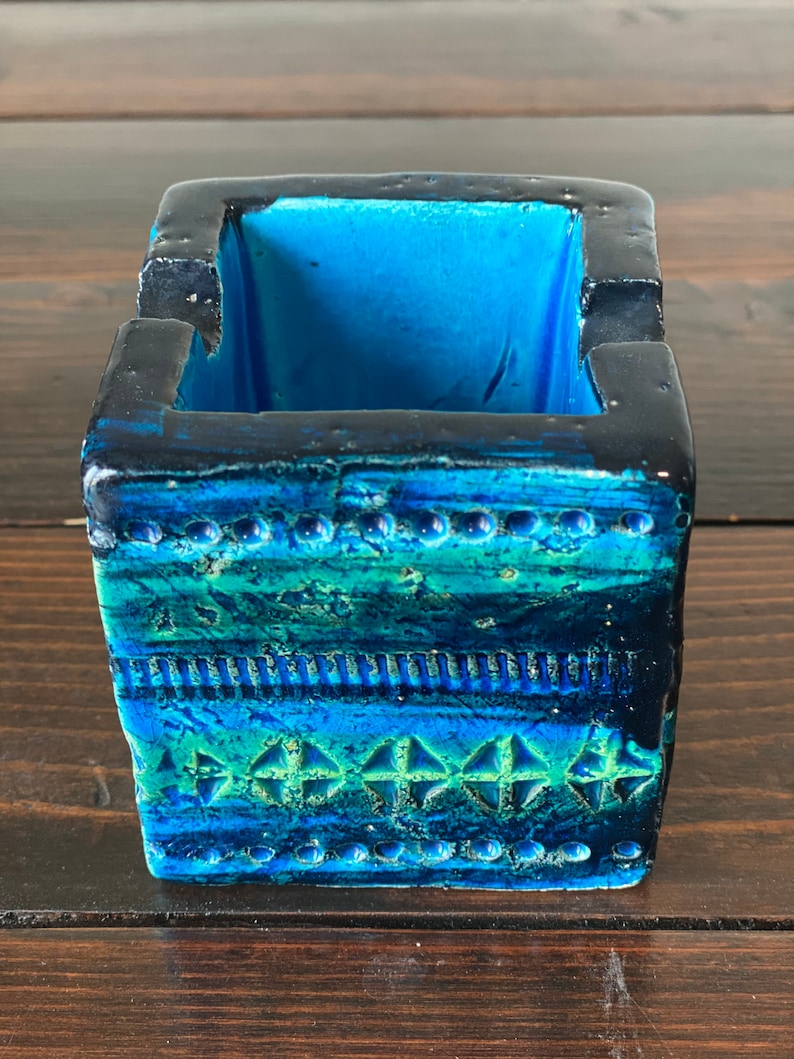 Rare Bitossi Cube Ashtray Mid Century Bitossi Rimini Blue - Etsy