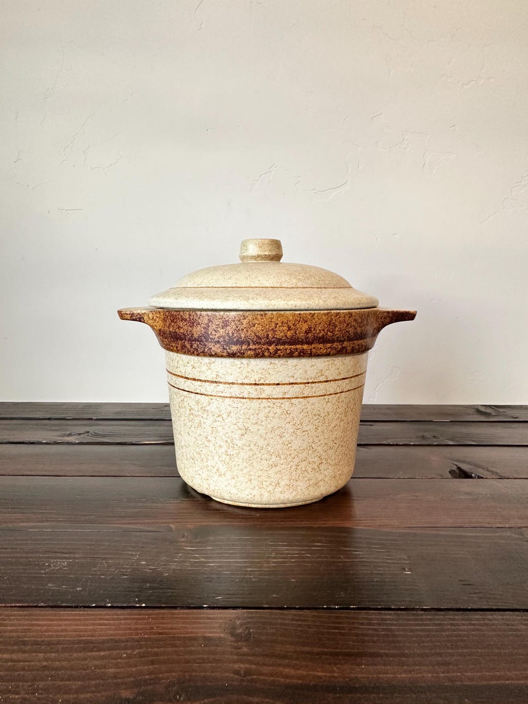 80s Pottery Craft Stoneware Bean Pot, Pottery Craft Treasure Craft ...