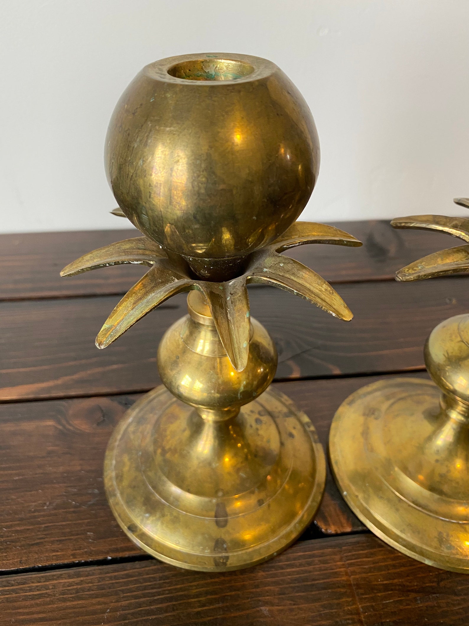 Vintage Brass Candleholders Vintage Hollywood Regency Unique | Etsy