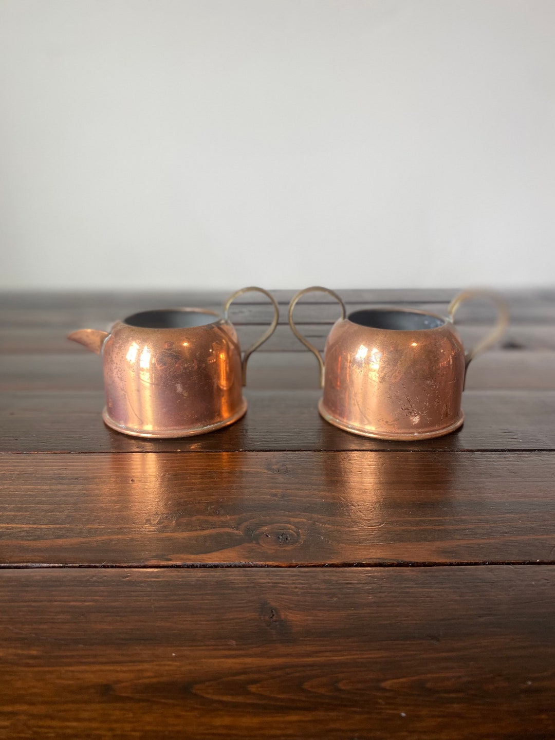 Vintage Rustic Copper Creamer and Sugar Set by Coppercraft Guild - Etsy
