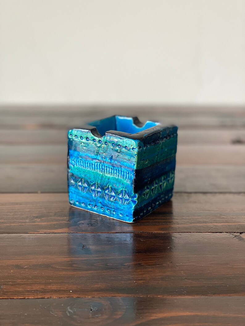 Rare Bitossi Cube Ashtray Mid Century Bitossi Rimini Blue - Etsy