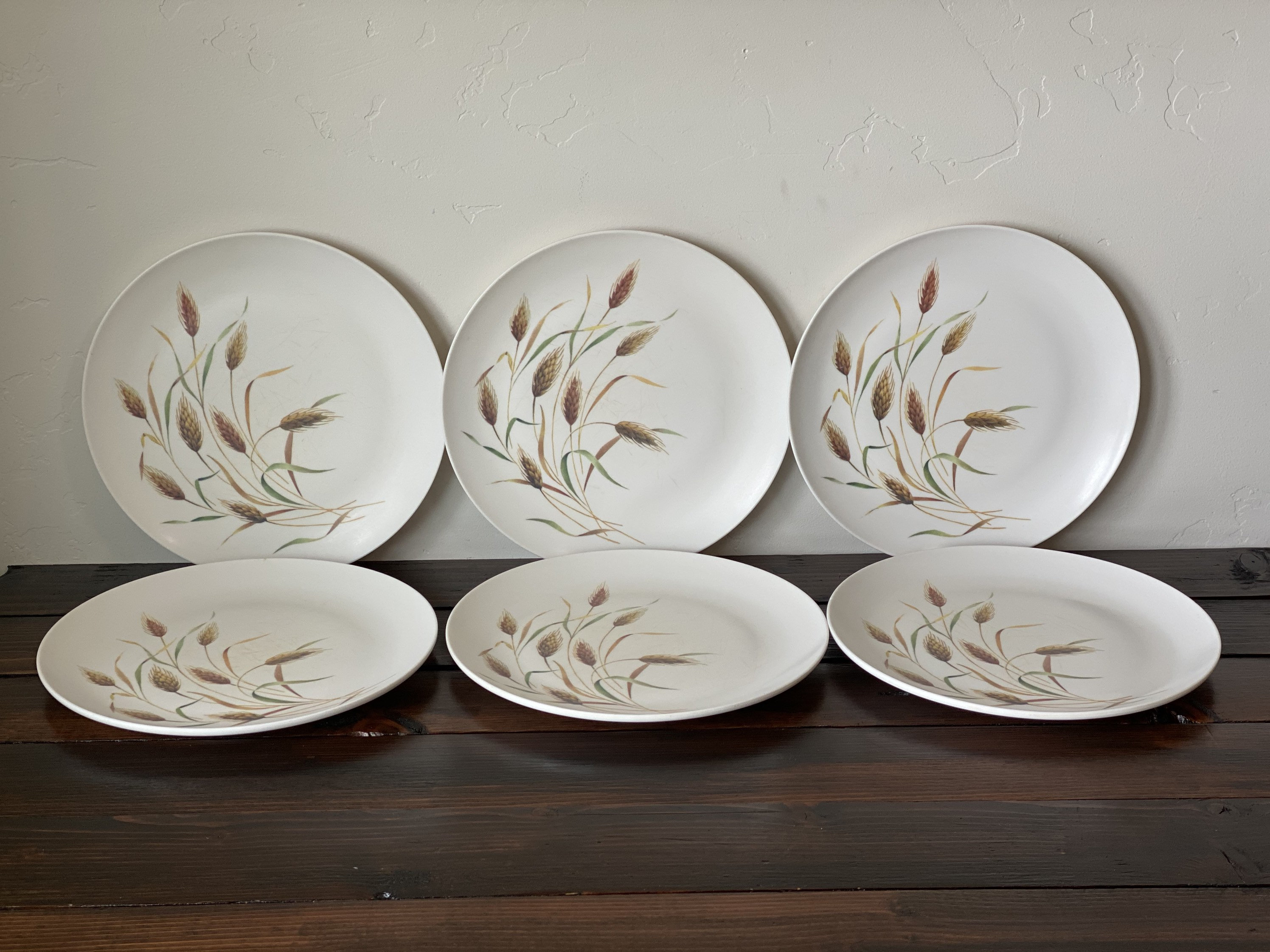 Mid Century Boontonware Wheat Dinner Plates Modern Vintage | Etsy