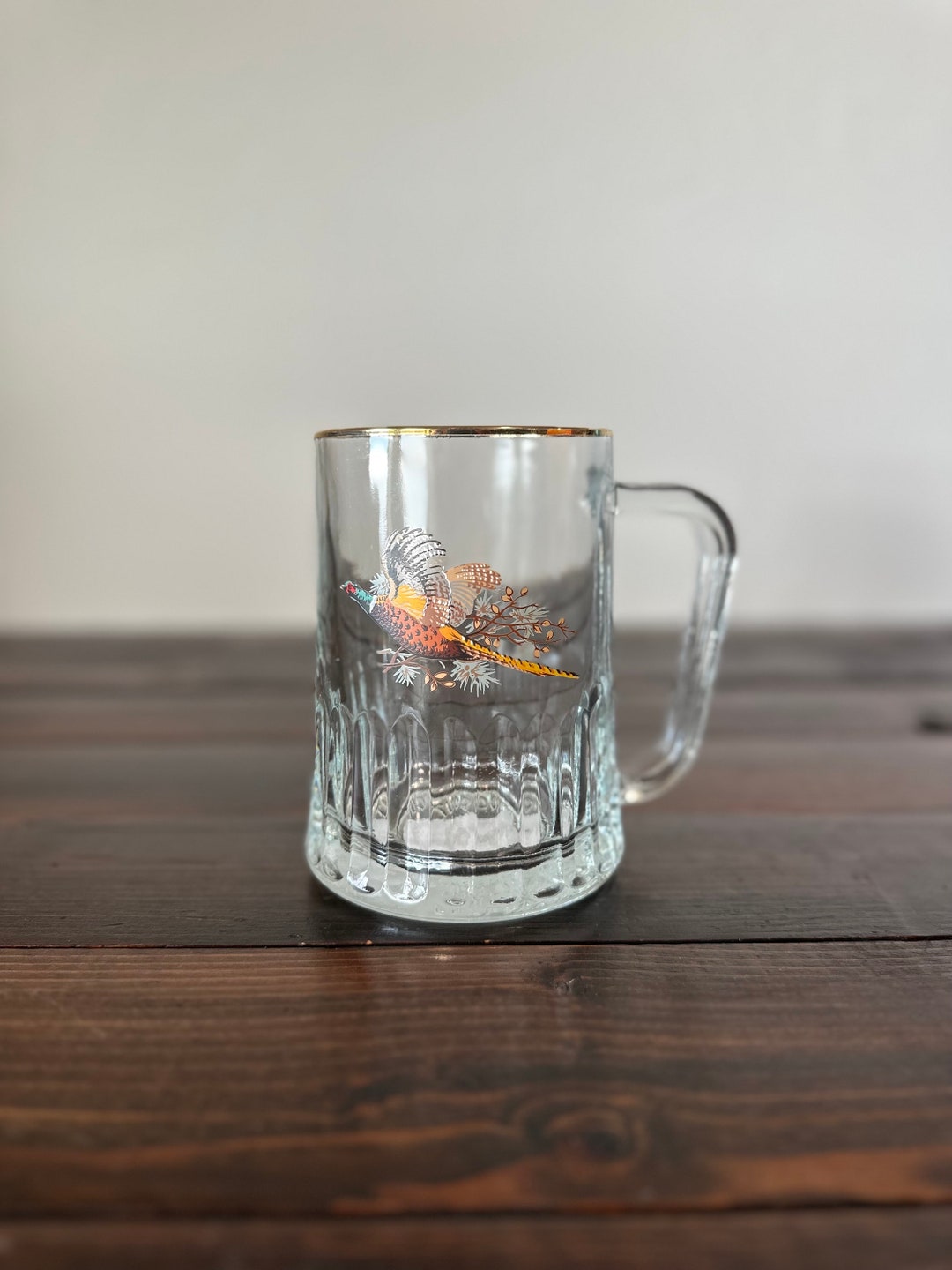 Vintage Tudor England Pheasant Pilsner Glass With Handle - Etsy