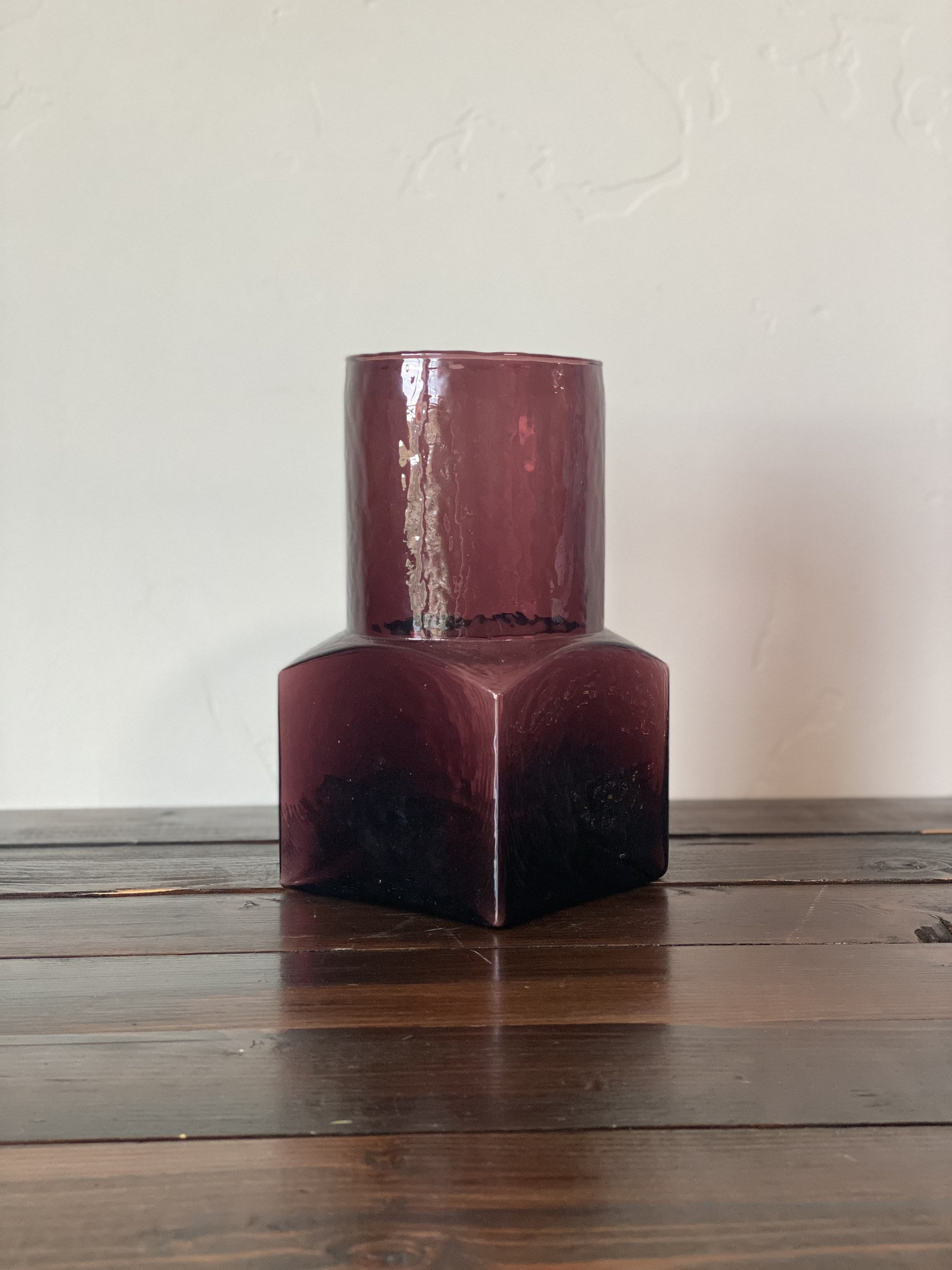 Modern Vintage Glass Block Vase Vintage Modern Amethyst Block - Etsy