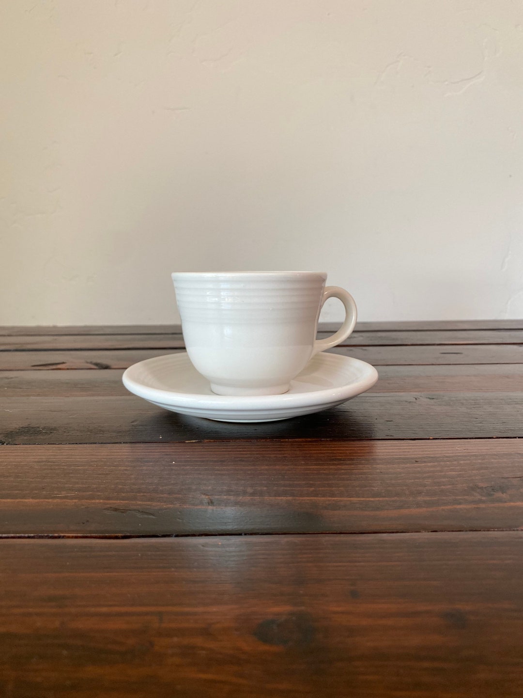 Vintage Fiestaware White Cup and Saucer: Homer Laughlin - Etsy