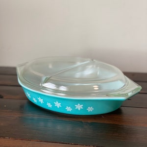 Vintage Pyrex Snowflake Turquoise Covered Casserole Mid - Etsy
