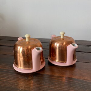 Vintage Hall China Pink Mini Teapot / Creamer With Copper Cozy, Mid ...